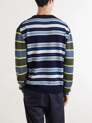 Paul Smith Striped Wool And Cotton-blend Crew Neck Sweater