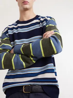 Paul Smith Striped Wool And Cotton-blend Crew Neck Sweater