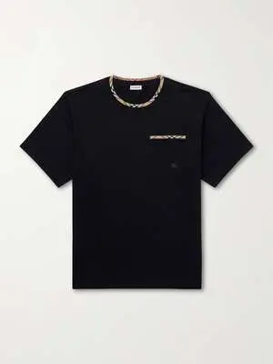 Burberry Logo-embroidered Checked Cotton-jersey T-shirt