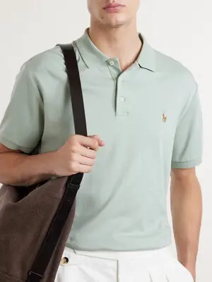 Polo Ralph Lauren Logo-embroidered Cotton-jersey Polo Shirt - Green