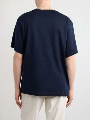 Burberry Logo-embroidered Checked Cotton-jersey T-shirt