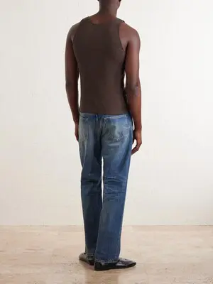 Saint Laurent Ribbed Cotton Tank Top - Brown