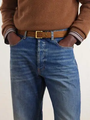 Saint Laurent 3 Cm Logo-embellished Suede Belt