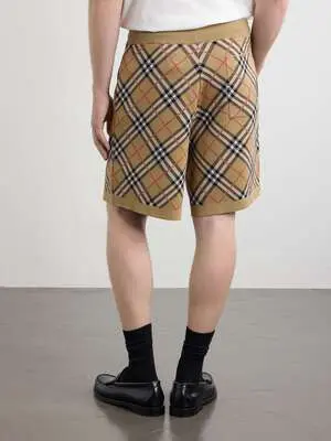Burberry Straight-leg Knitted Checked Cotton-blend Shorts