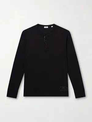 Burberry Logo-embroidered Ribbed Cotton-blend Jersey T-shirt
