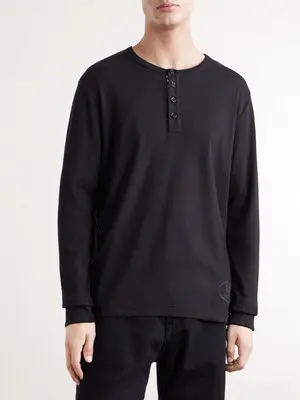Burberry Logo-embroidered Ribbed Cotton-blend Jersey T-shirt