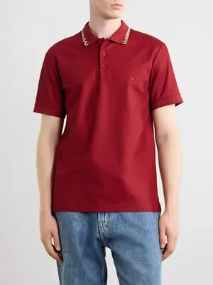 Burberry Logo-embroidered Checked Cotton-piqué Polo Shirt