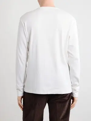 Burberry Logo-embroidered Ribbed Cotton-blend Jersey T-shirt - White