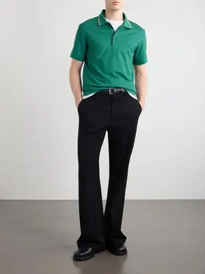 Burberry Logo-embroidered Checked Cotton-piqué Polo Shirt