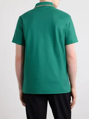 Burberry Logo-embroidered Checked Cotton-piqué Polo Shirt