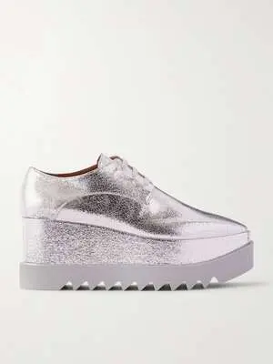 Stella McCartney Elyse Woven Metallic Vegetarian Leather Platform Brogues
