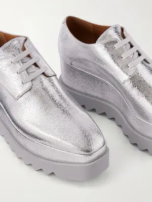 Stella McCartney Elyse Woven Metallic Vegetarian Material Platform Brogues