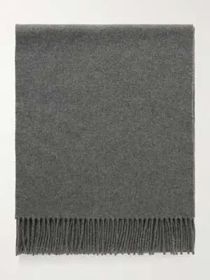 Brunello Cucinelli Fringed Cashmere Scarf - Gray