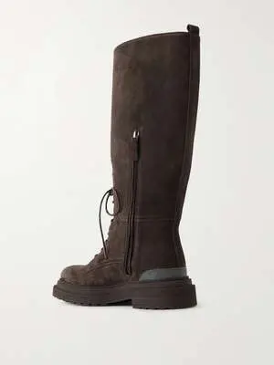 Brunello Cucinelli Bead-embellished Suede Knee Boots