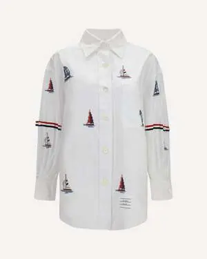 Thom Browne Oversized Sailboat-embroidered Shirt