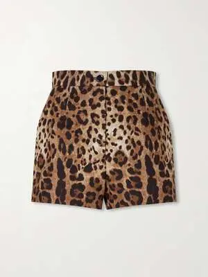 Dolce & Gabbana Leopard-print High-rise Cotton Shorts