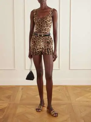 Dolce & Gabbana Leopard-print High-rise Cotton Shorts
