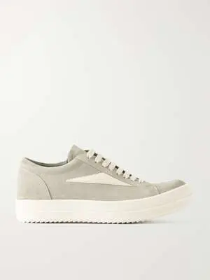 Rick Owens Vintage Suede-trimmed Leather Sneakers - Beige