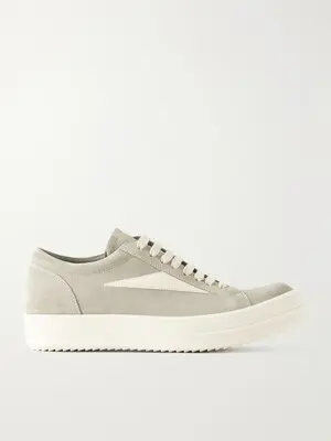 Rick Owens Suede-trimmed Leather Sneakers - Neutrals