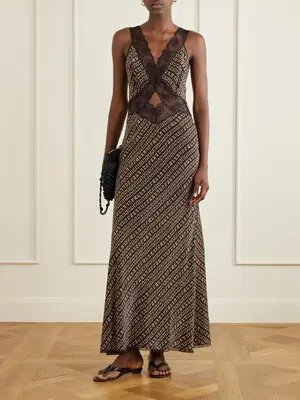 SIR. Astrid Satin And Lace Cut-out Maxi Dress