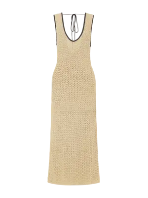 SIR. Ellinor Open-knit Maxi Dress With Contrast Trim - Neutrals