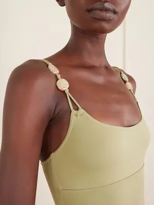 ERES Lynda Bead-embellished One Piece Swimsuit - Green