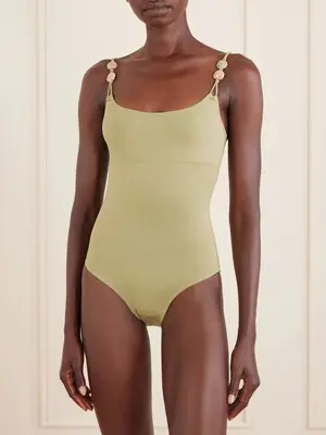 ERES Lynda Bead-embellished One-piece Swimsuit - Green