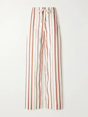 SIR. Alva Striped Cotton Wide-leg Pants - Red