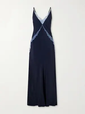 SIR. Elsie Lace-trimmed Crepe Gown - Blue