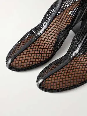 Alaïa Fishnet 55 Leather Ankle Boots