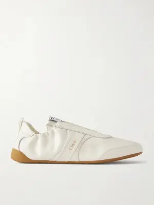 Chloé Kick Textured-leather Low-top Sneakers - Neutrals