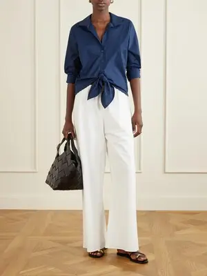 ANDRES OTALORA Dalila Knotted Cotton-poplin Blouse