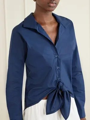 ANDRES OTALORA Dalila Knotted Cotton-poplin Blouse