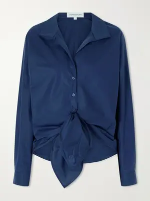 ANDRES OTALORA Andres Otalora Dalila Knotted Cotton-Poplin Blouse Blue