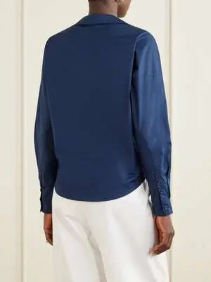 ANDRES OTALORA Dalila Knotted Cotton-poplin Blouse