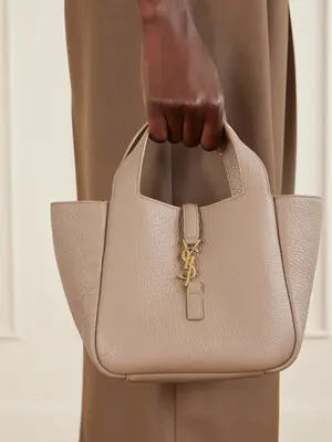 Saint Laurent Le 5 À 7 Baby Bea Cassandre-embellished Leather Tote - Brown