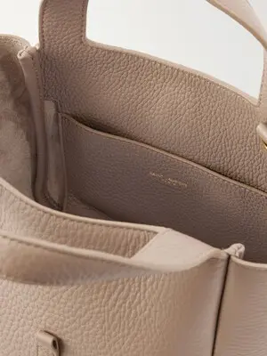 Saint Laurent Le 5 À 7 Baby Bea Cassandre-embellished Leather Tote - Brown