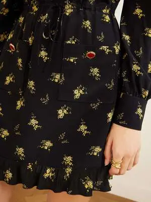 Alessandra Rich Ruffled Floral-print Crepe Mini Dress