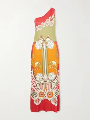 La DoubleJ Clingy Roy Printed One-shoulder Jersey Maxi Dress - Multi