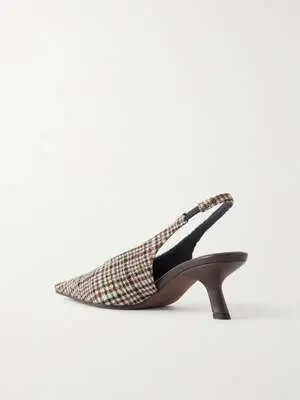 Brunello Cucinelli Checked Wool Slingback Pumps