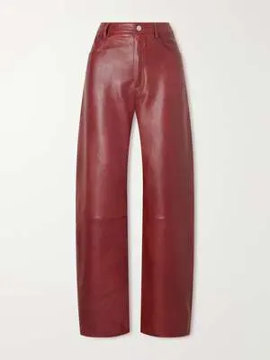 ARMA Leather Wide-leg Pants - Red