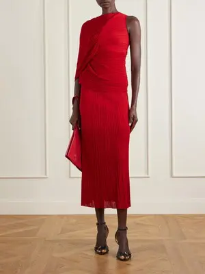 Balmain Draped Ribbed Jersey Blouse