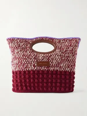Marni Knitted Wool Clutch With Leather Trim