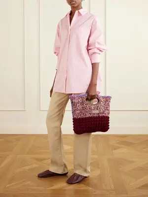 Marni Logo-appliquéd Knitted Wool Tote - Pink