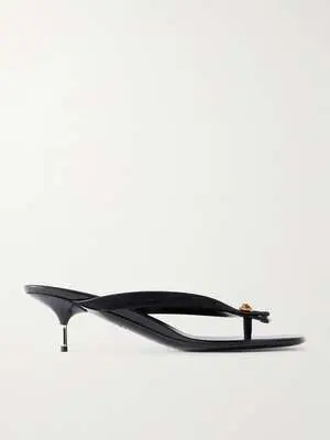 Versace Medusa-embellished Leather Thong Sandals - Black