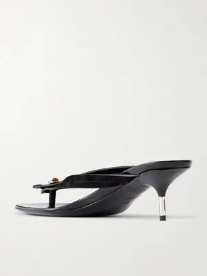 Versace Medusa-embellished Leather Thong Sandals - Black