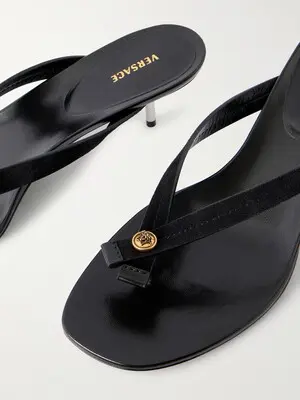 Versace Medusa-embellished Leather Thong Sandals - Black