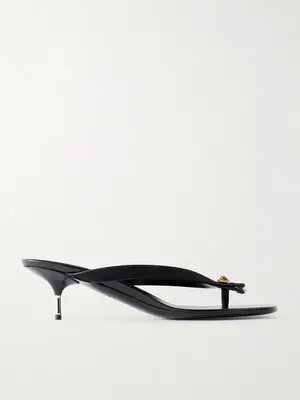 Versace Medusa-embellished Leather Thong Sandals - Black