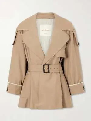 Max Mara Cropped Belted Cotton-blend Trench Coat - Camel