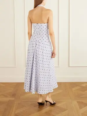 Alessandra Rich Belted Polka-dot Silk Midi Dress